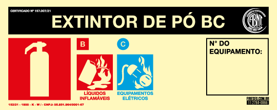 Placa de Sinalização Extintor PQS BC 20x08cm PVC - Modelo N5